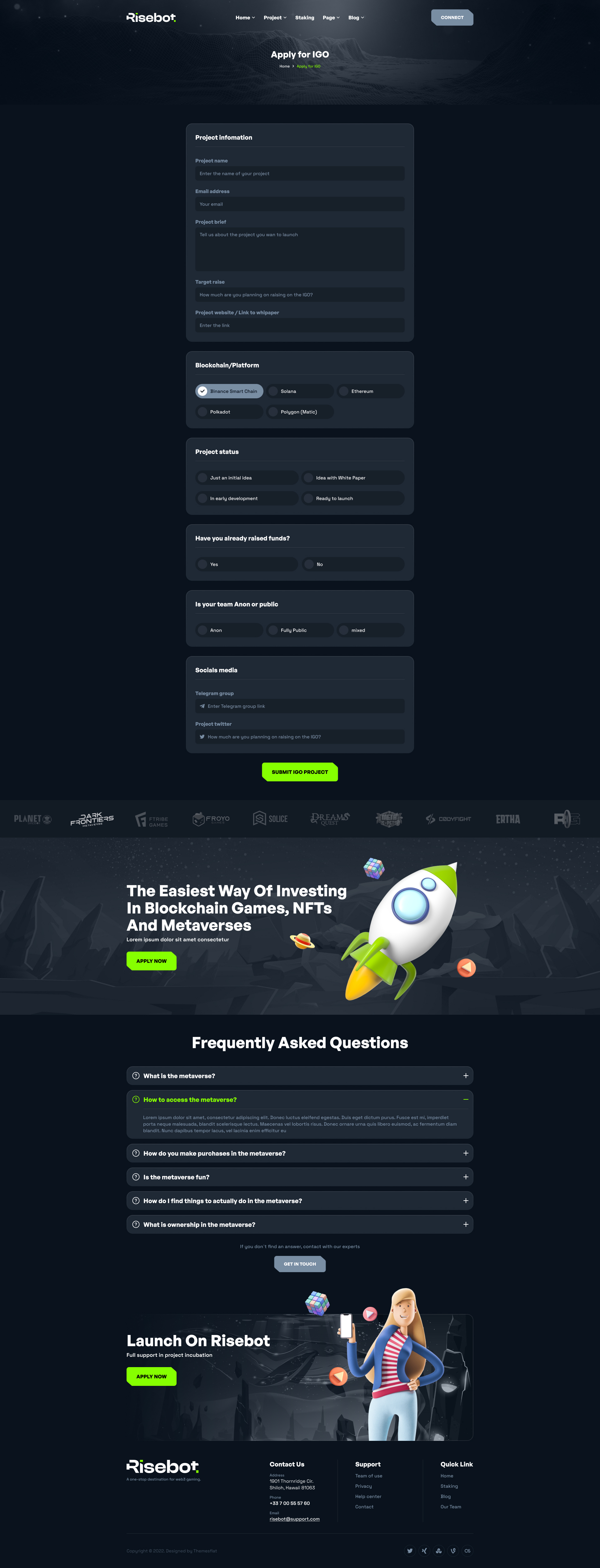Risebot - Metaverse Web3 IGO Launchpad Figma Template by themesflat